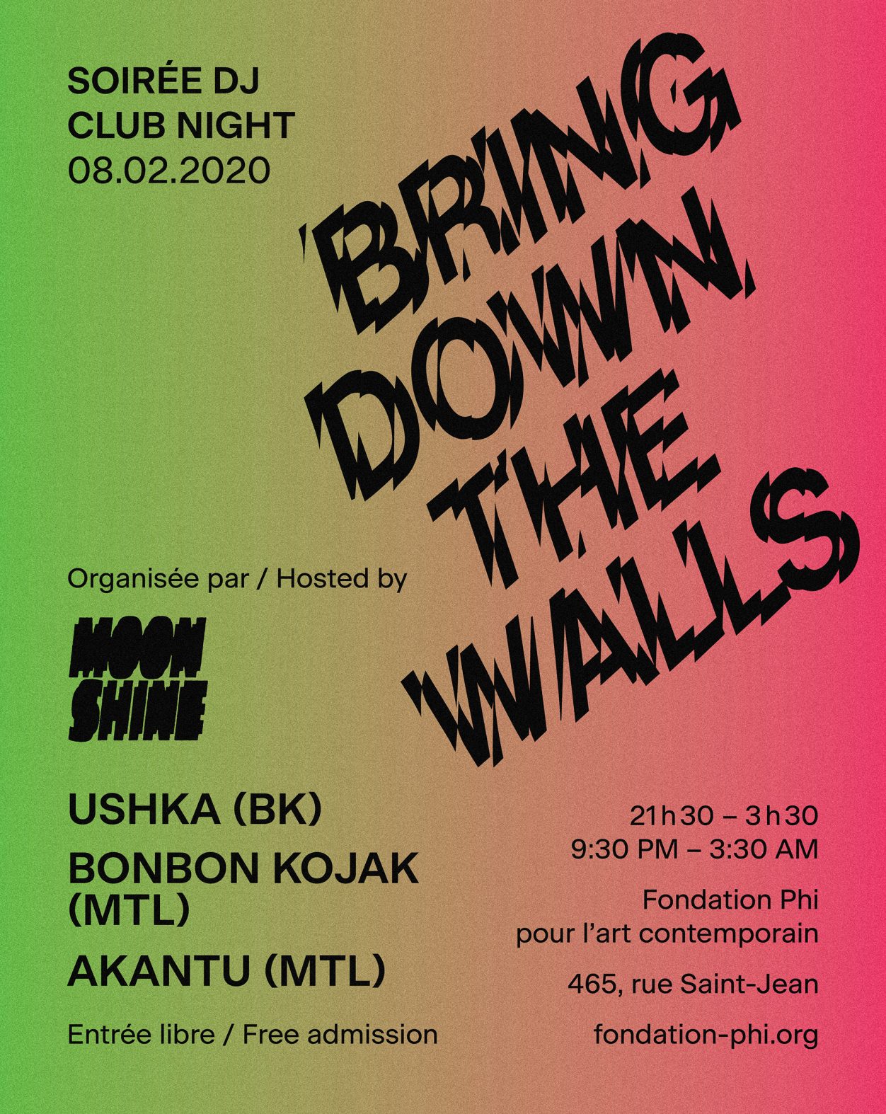 Moonshine x Bring Down the Walls at Phi Centre | Moonshine